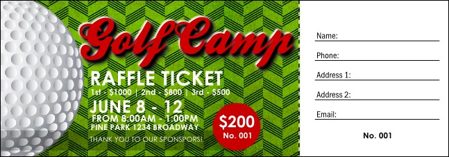 Custom Golf Raffle Tickets | Fast 1 Business Day Turnaround