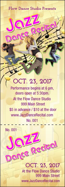 Dance Custom Event Tickets | Dance Ticket Templates