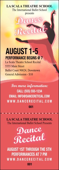 Dance Ticket Templates | Dance Party Tickets