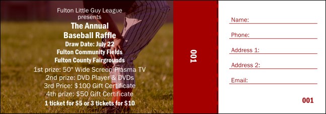 Baseball Raffle Tickets | Baseball Raffle Ticket Templates | Eventgroove