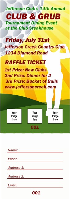 Custom Golf Raffle Tickets | Eventgroove