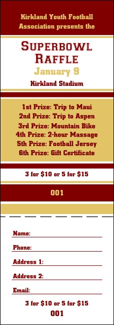 Customizable Football Raffle Tickets | Eventgroove