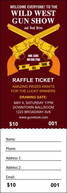 Gun Raffle Ticket Templates | Eventgroove